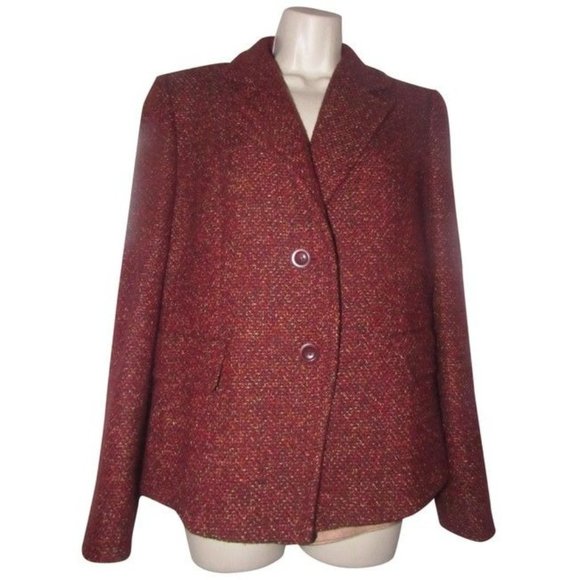 MaxMara | Jackets & Coats | Max Mara Burgundy Tweed With Browns And ...